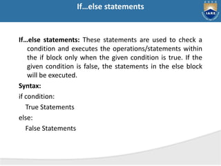 Control Structures Python like conditions and loops | PPT