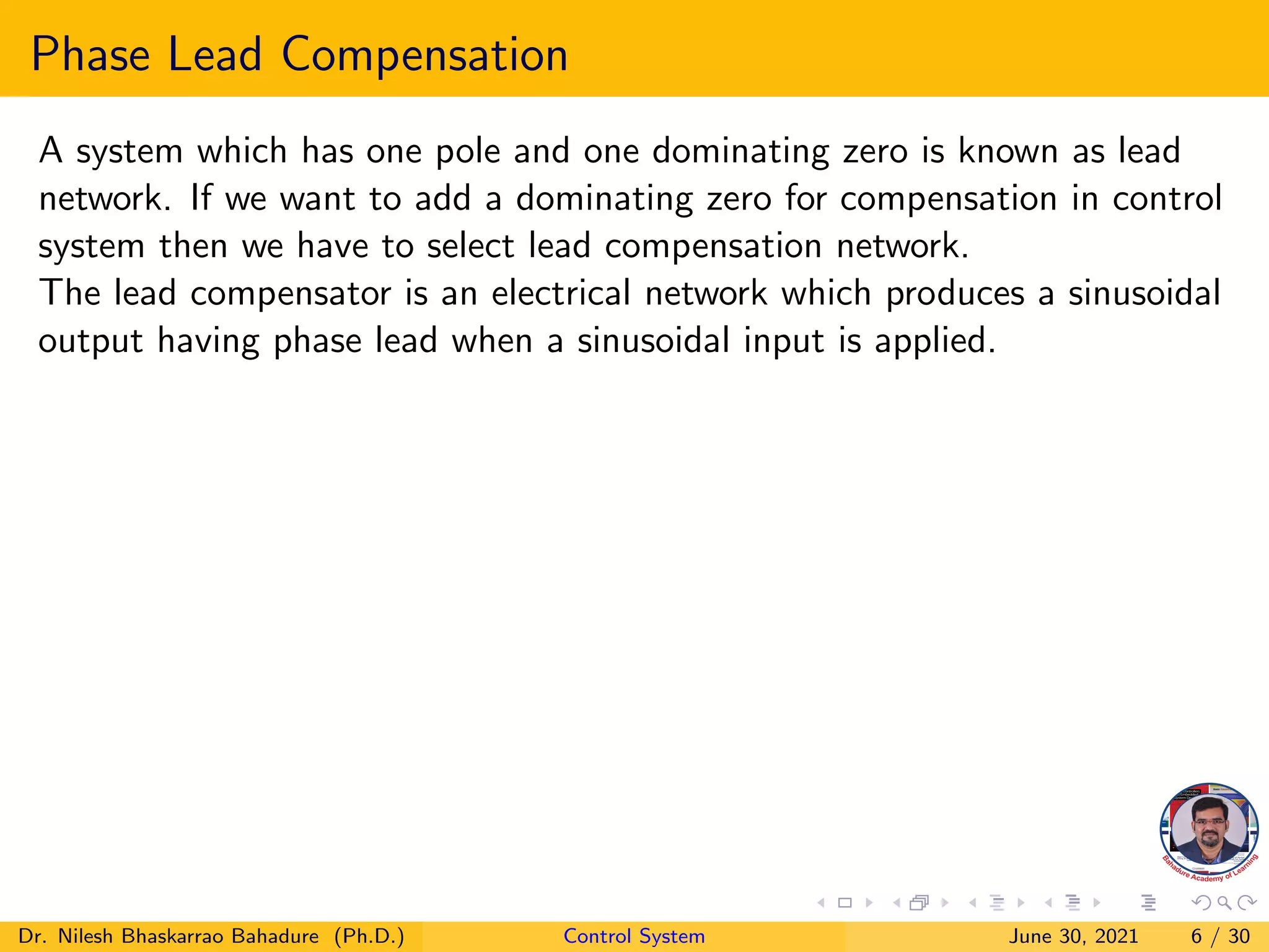 Control system compensator lag lead | PDF