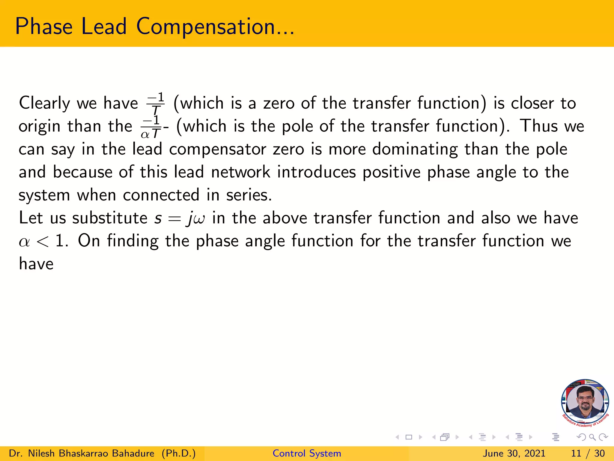 Control system compensator lag lead | PDF