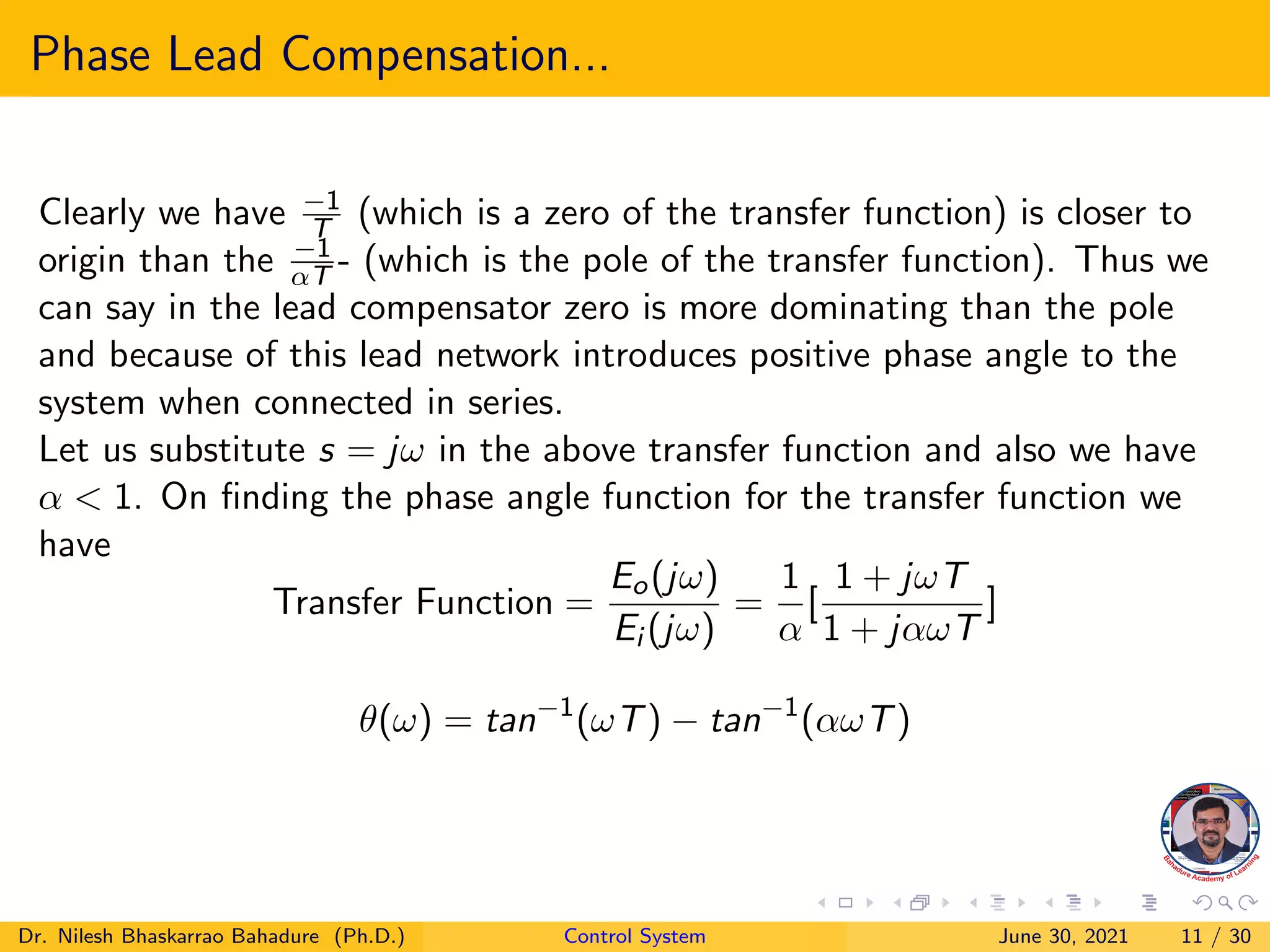 Control system compensator lag lead | PDF