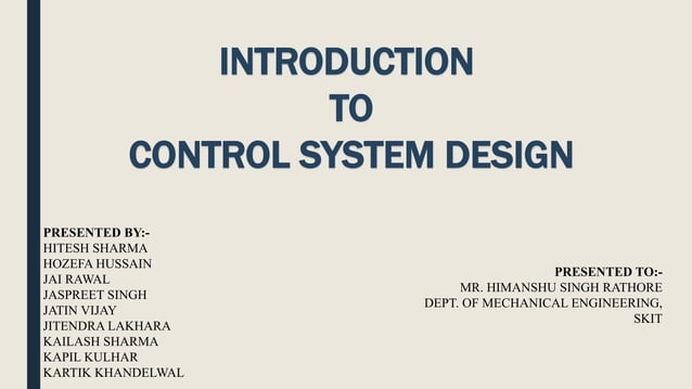 Control System Design | PPTX