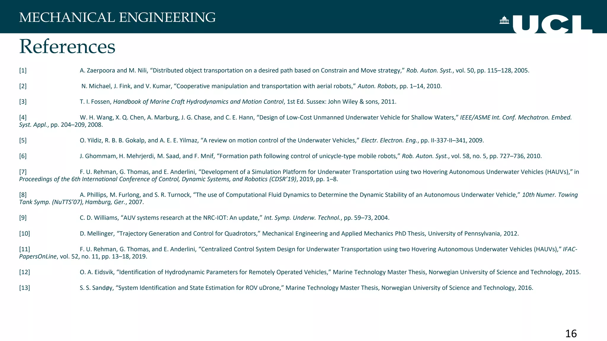 Control System Design for Autonomous Underwater Transportation using ...