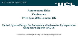 Control System Design for Autonomous Underwater Transportation using ...