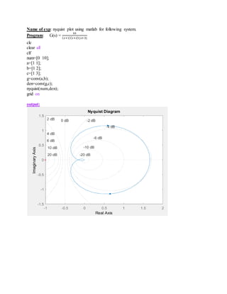 Control system lab nyquist plot | PDF