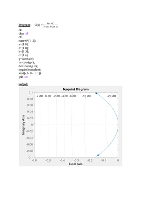 Control system lab nyquist plot | PDF