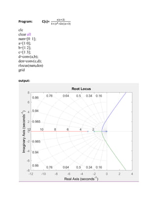 Control system lab rootlocus | PDF