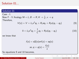 Control system mathematical modelling of a system | PPT