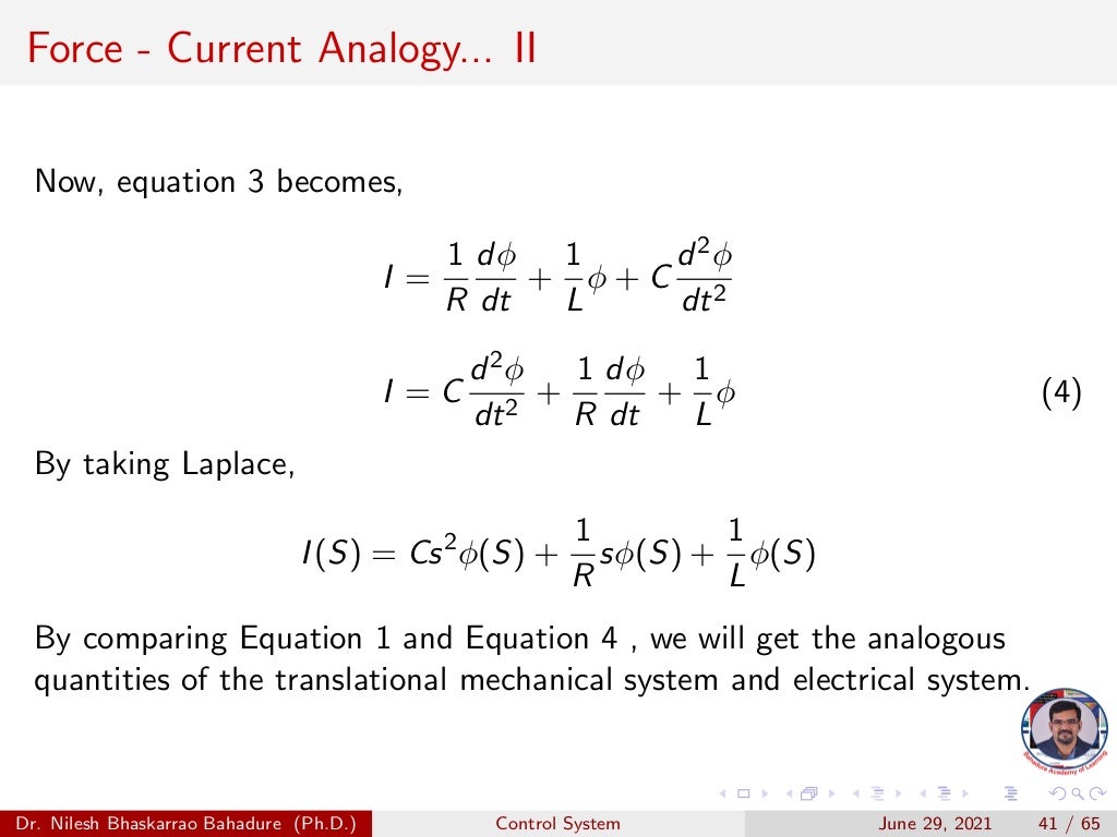 Control system mathematical modelling of a system Control system mathematical modelling of a system