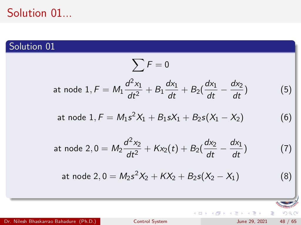 Control System Mathematical Modelling Of A System
