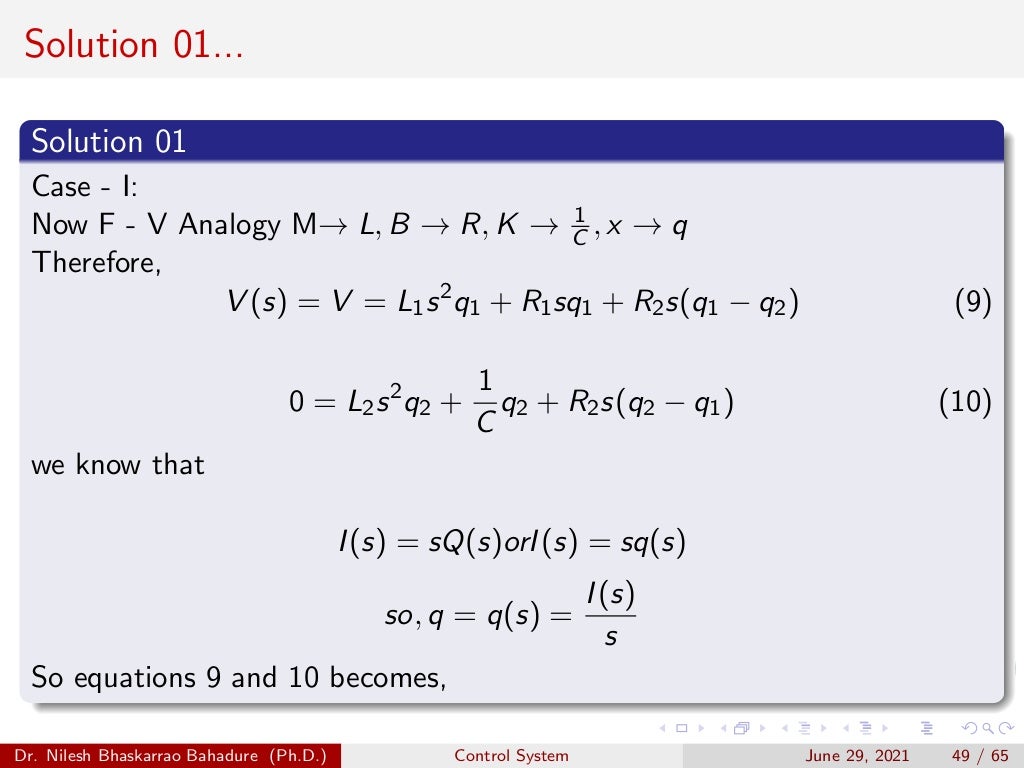 Control system mathematical modelling of a system Control system mathematical modelling of a system