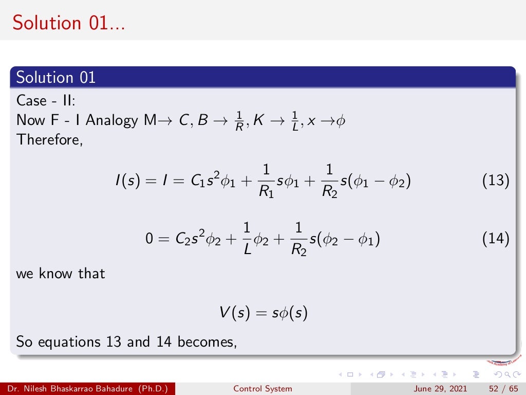 Control system mathematical modelling of a system Control system mathematical modelling of a system