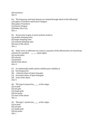 Control system objective type questions | PDF