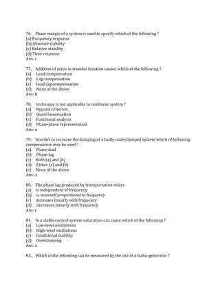 Control system objective type questions | PDF