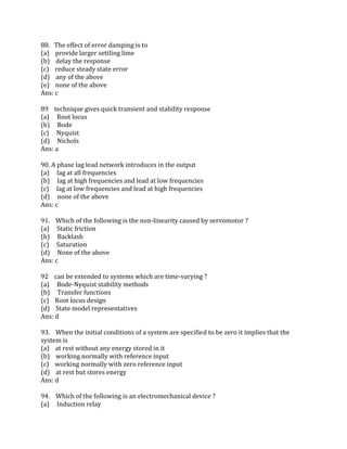 Control system objective type questions | PDF