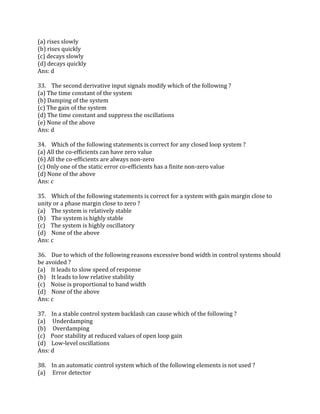 Control system objective type questions | PDF