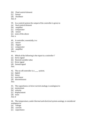 Control system objective type questions | PDF