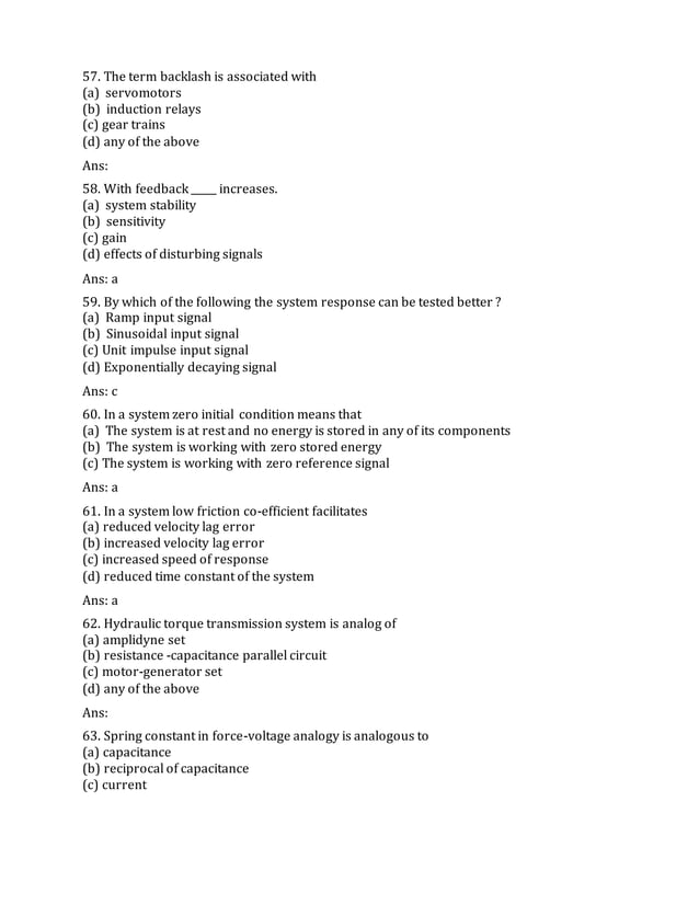 Control system objective_type_questions | PDF
