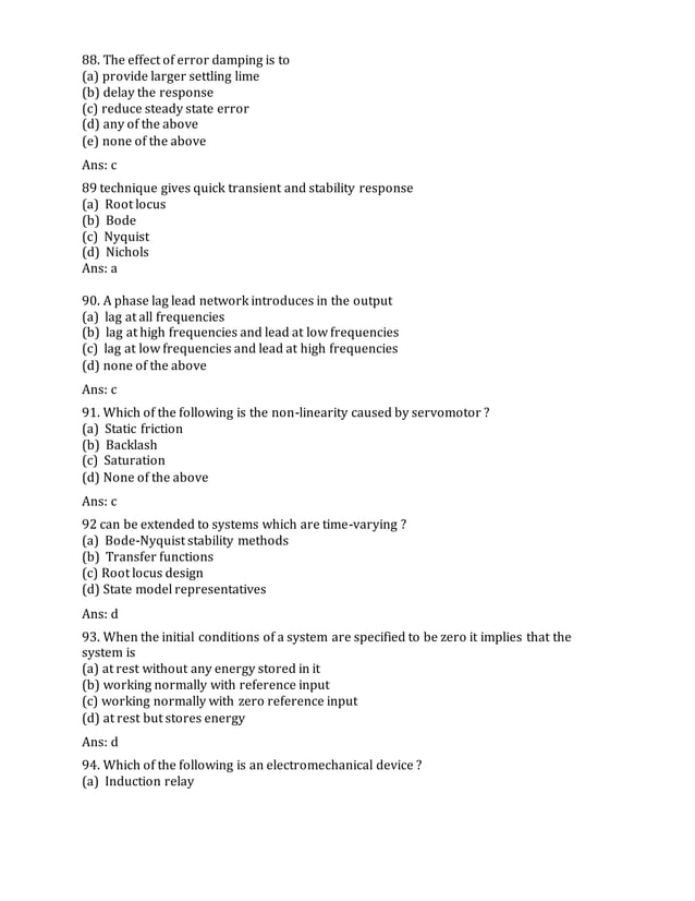 Control system objective_type_questions | PDF