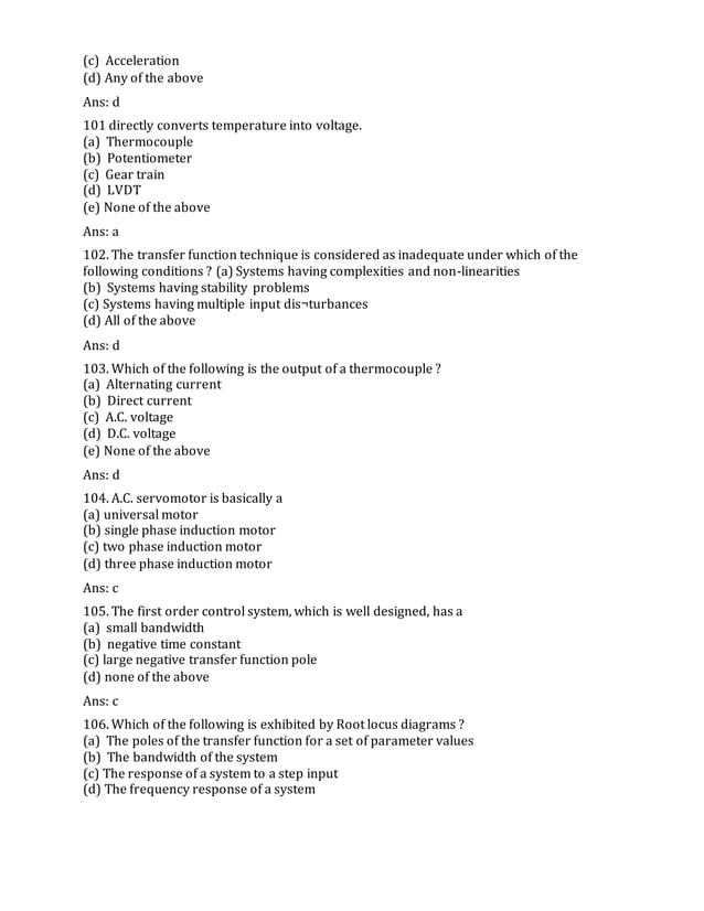 Control system objective_type_questions | PDF