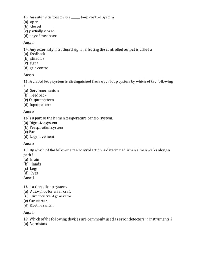 Control system objective_type_questions | PDF