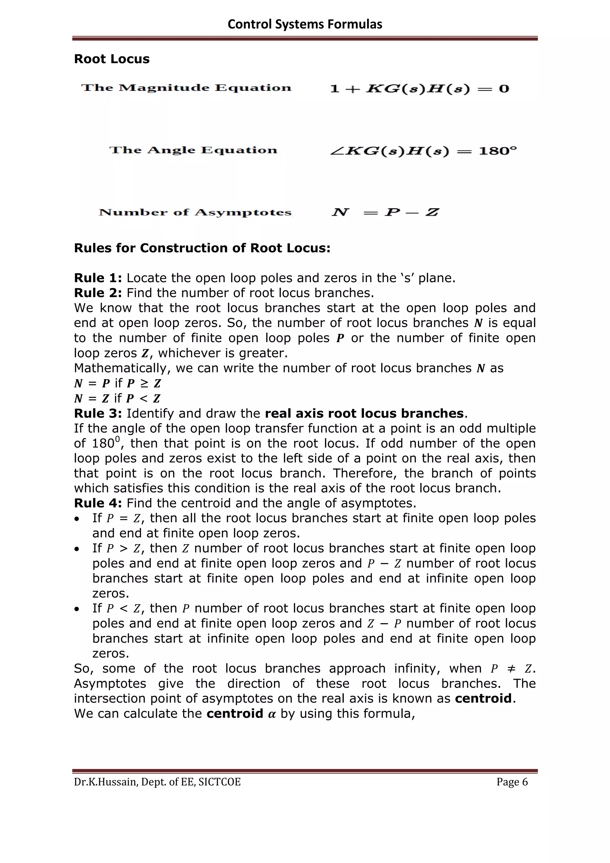 Control systems formula book | PDF
