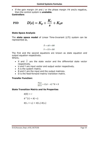 Control systems formula book | PDF