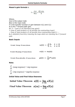Control systems formula book | PDF