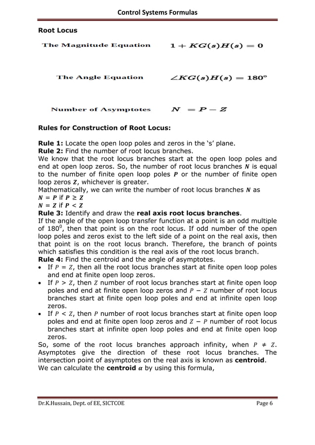 Control systems formula book | PDF | Physics | Science