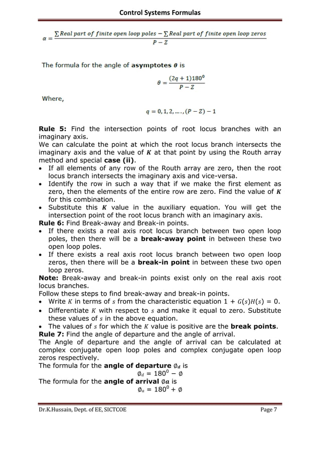 Control systems formula book | PDF | Physics | Science