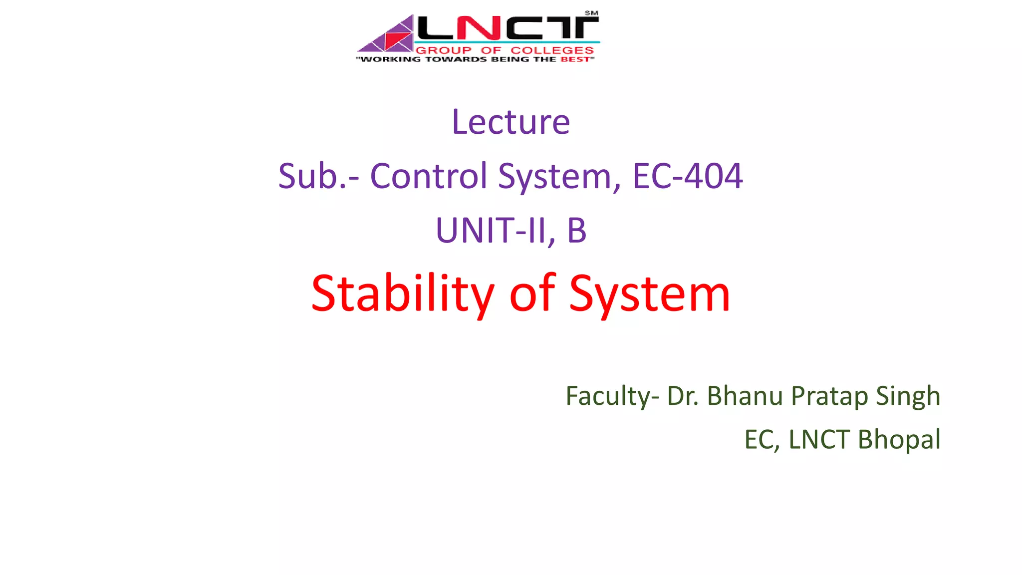 Control system, unit 2, Routh H. criterion | PDF