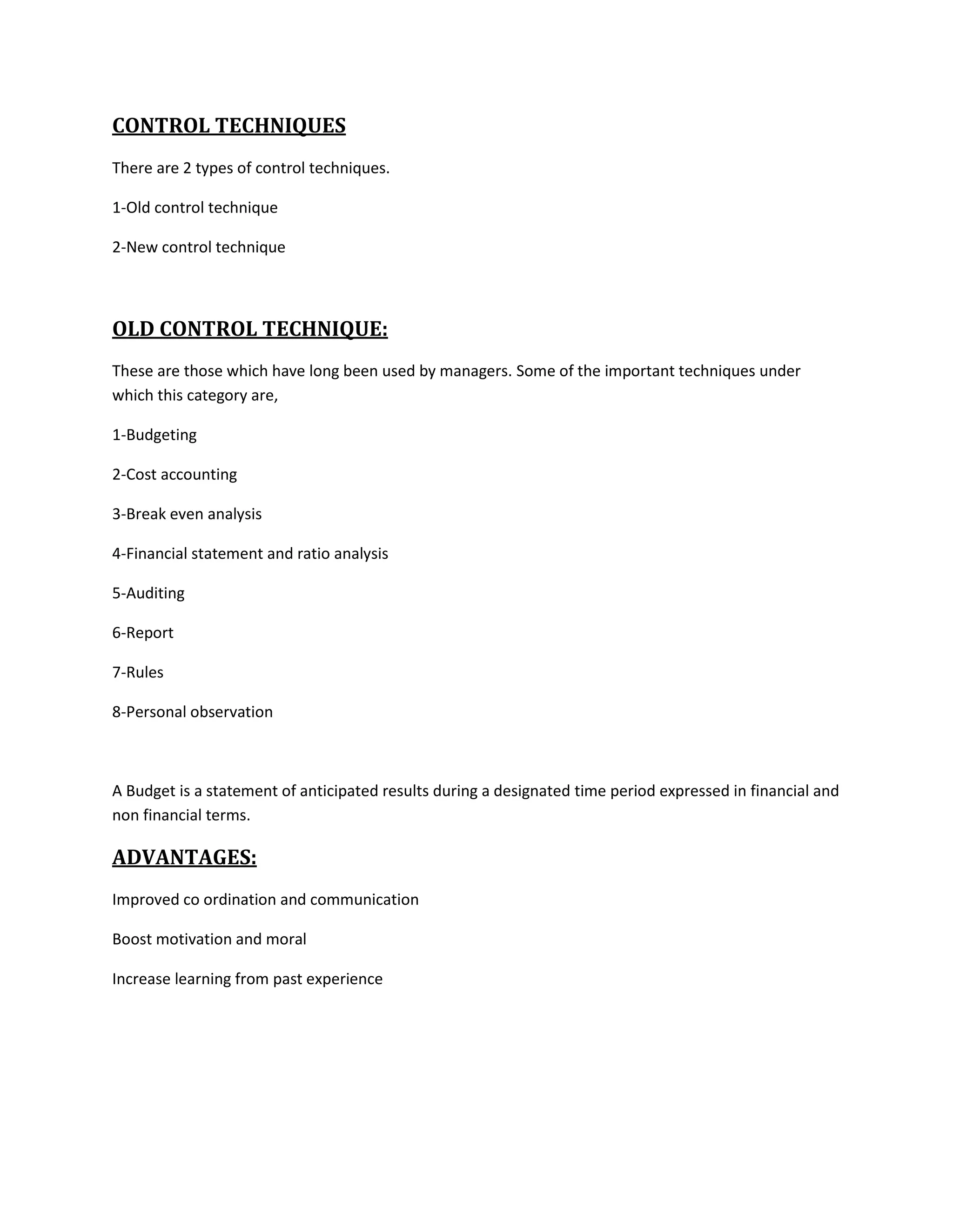 Control techniques | PDF