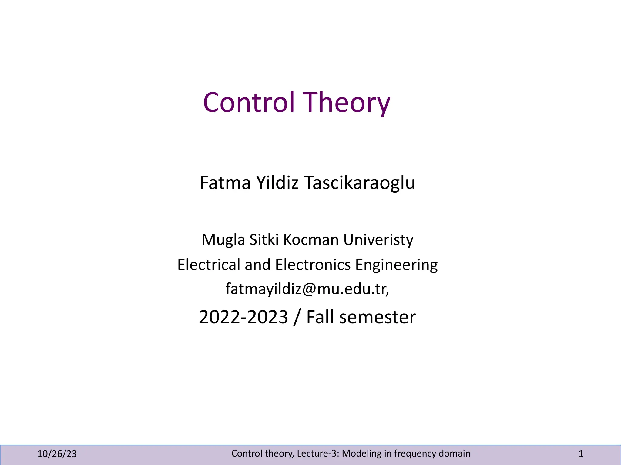 Control Theory Lecture Feedback Control Design | PPT