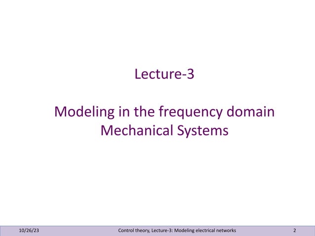 Control Theory Lecture Feedback Control Design | PPT