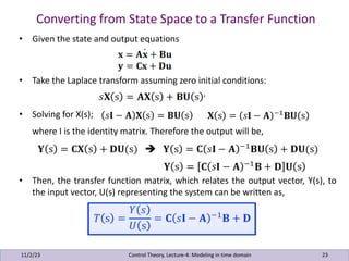 Control Theory Lecture 4: State-Space Representation | PPT
