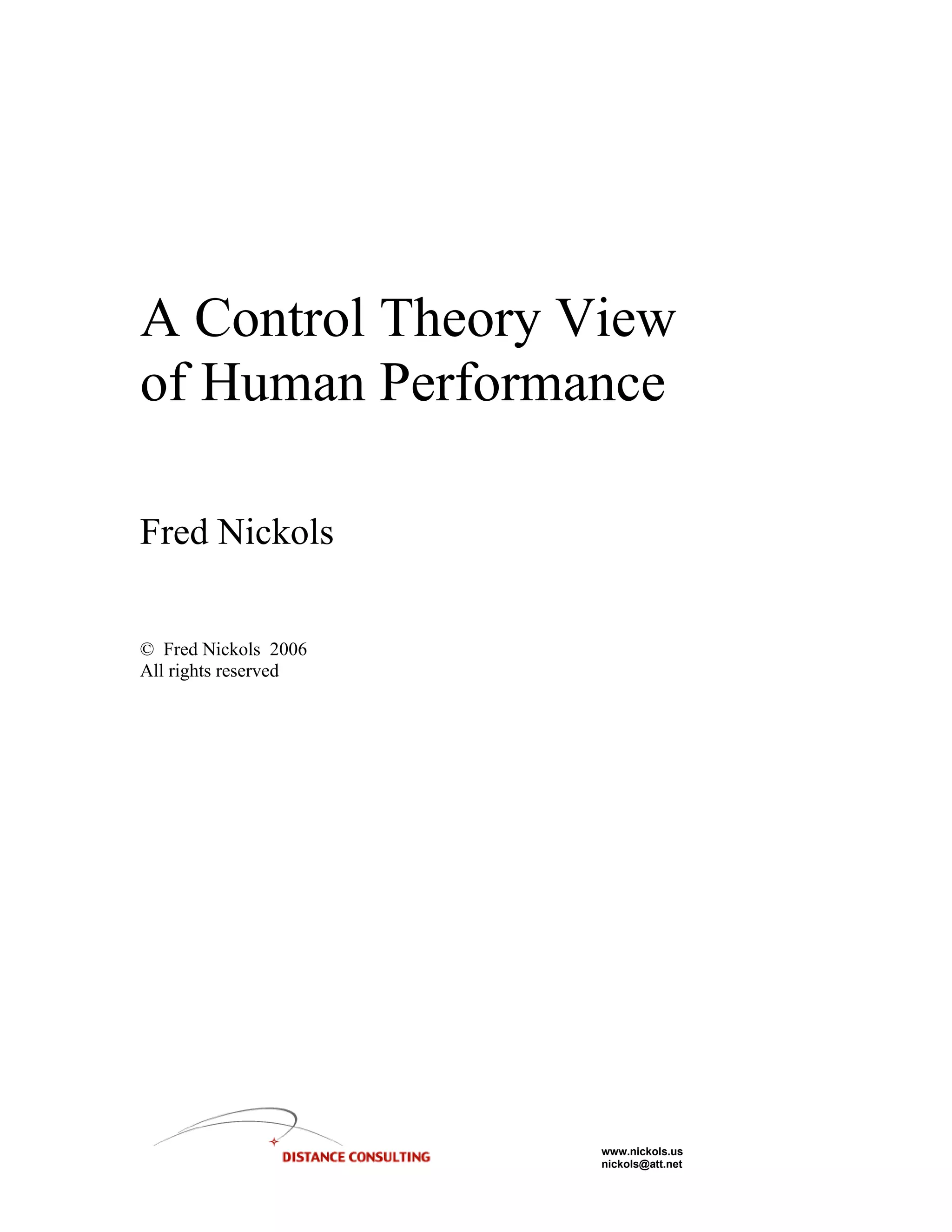 PCT: Perception Control Theory | PDF