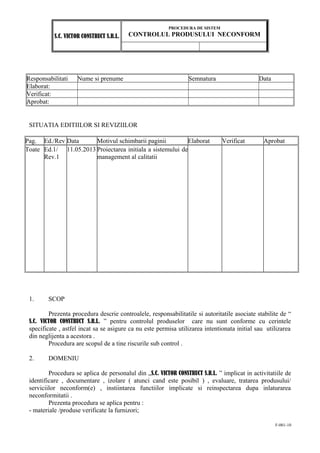 Controlul produsului-neconform victor construct | DOC