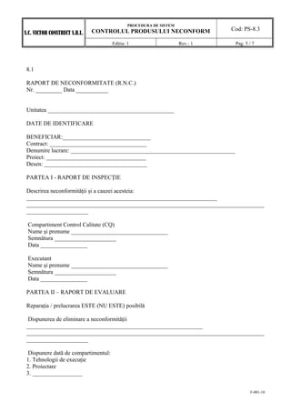 Controlul produsului-neconform victor construct | DOC