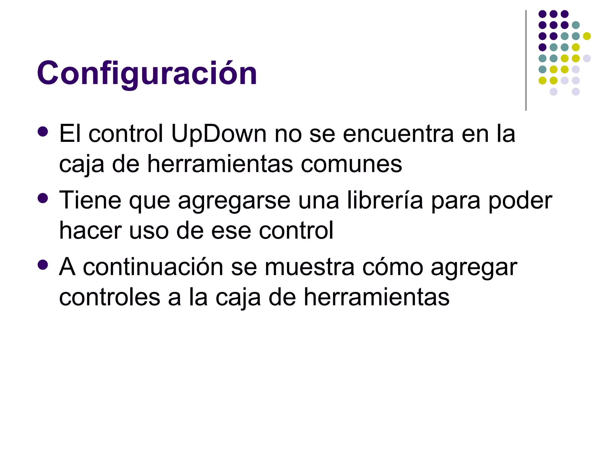 Controles UpDown y ScrollBar de VB en versión Visual Studio | PPT