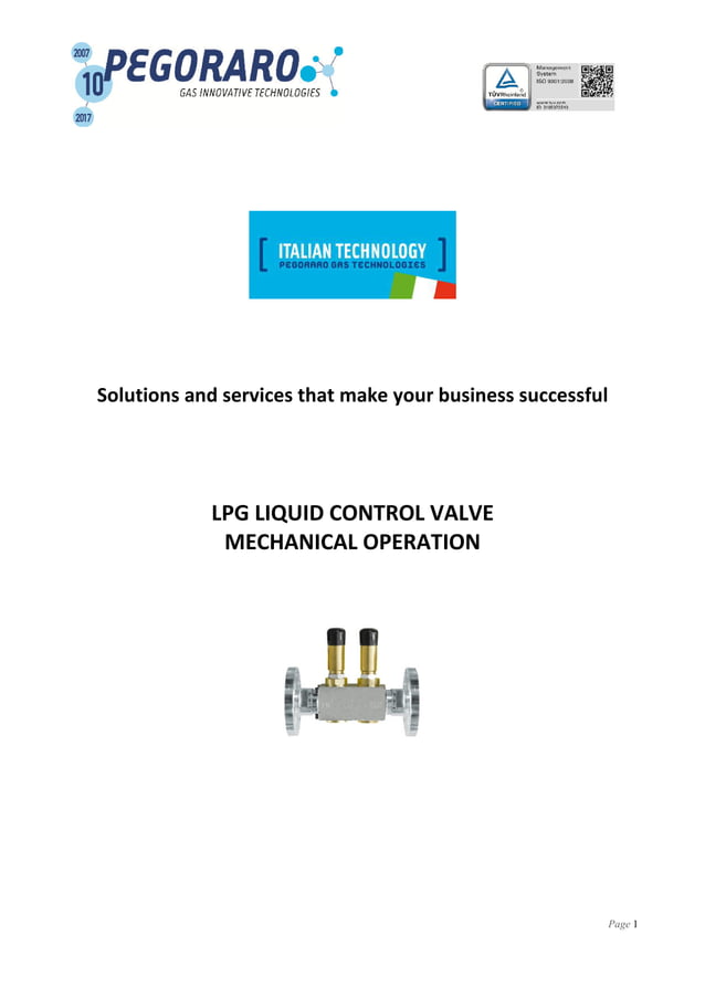 Lpg liquid control valve mechanical operation | PDF