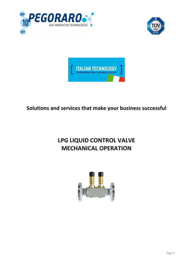 Lpg liquid control valve mechanical operation | PDF