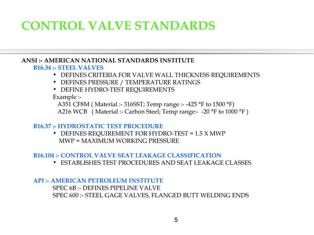 Control valve presentation