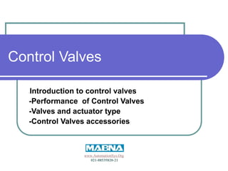 Control Valves Introduction to control valves .ppt