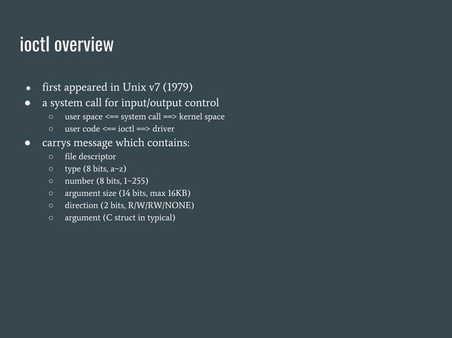 Taipei.py 2018 - Control device via ioctl from Python | PPT