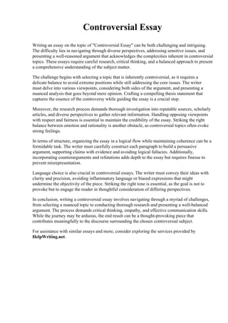 Controversial Essay. Bethune-Cookman University | PDF