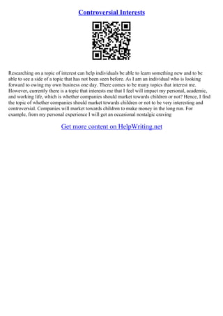 Controversial Essay Examples | PDF