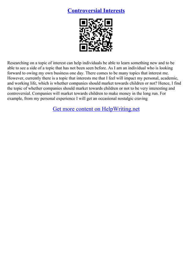 Controversial Essay Examples | PDF