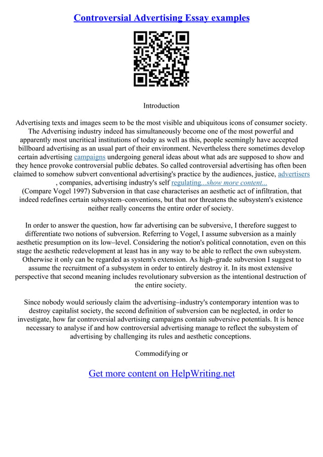 Controversial Essay Examples | PDF