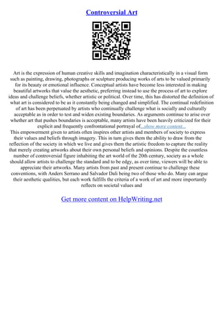 Controversial Essays Examples | PDF | Modern Art | Fine Art