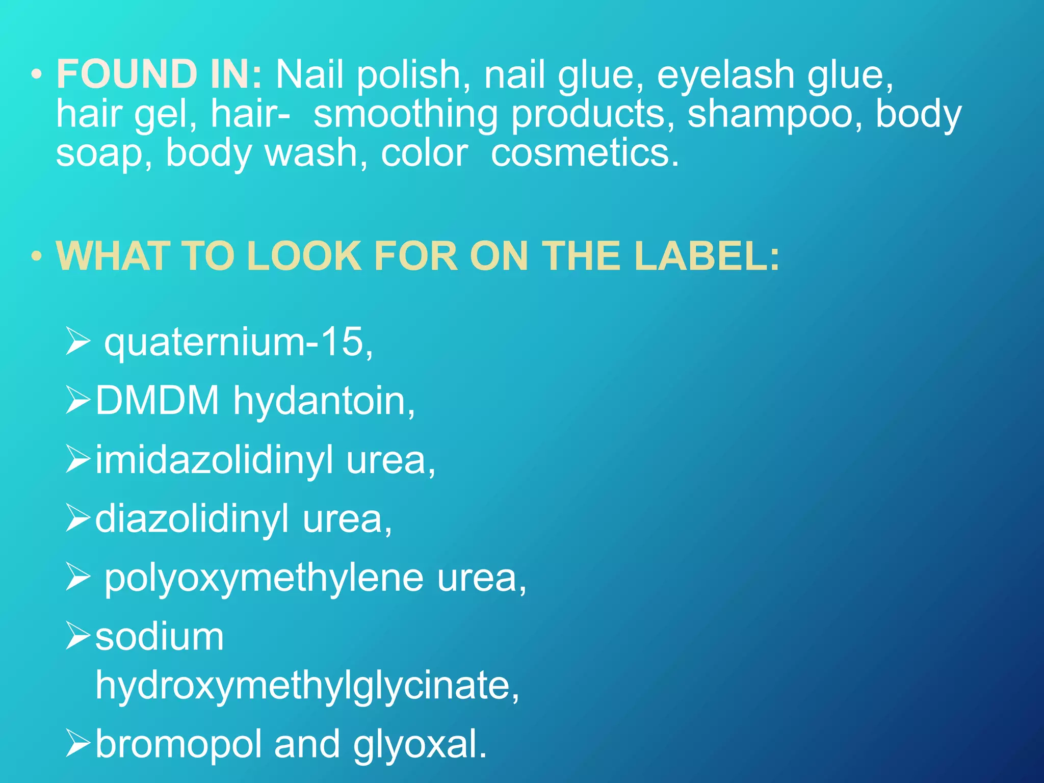 Controversial ingredients of cosmetics | PPTX