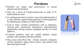 Controversial Ingredients : Paraben, Formaldehyde Liberators | PDF